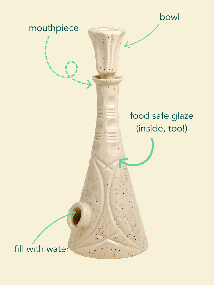 Flora Bong in Vanilla Bean | Ceramic Bong | Wandering Bud Modern Smokeware